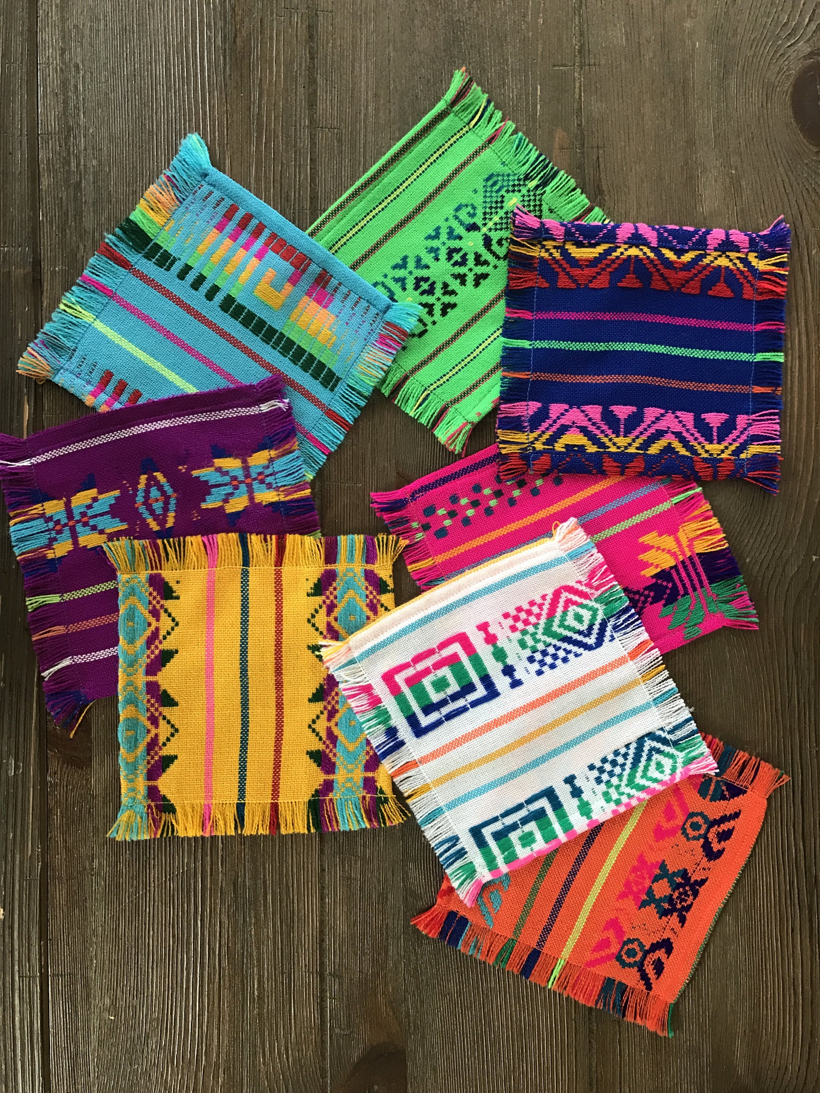 Mexican Fabric COCKTAIL napkins, Bulk Set of 6 tribal assorted colors ...