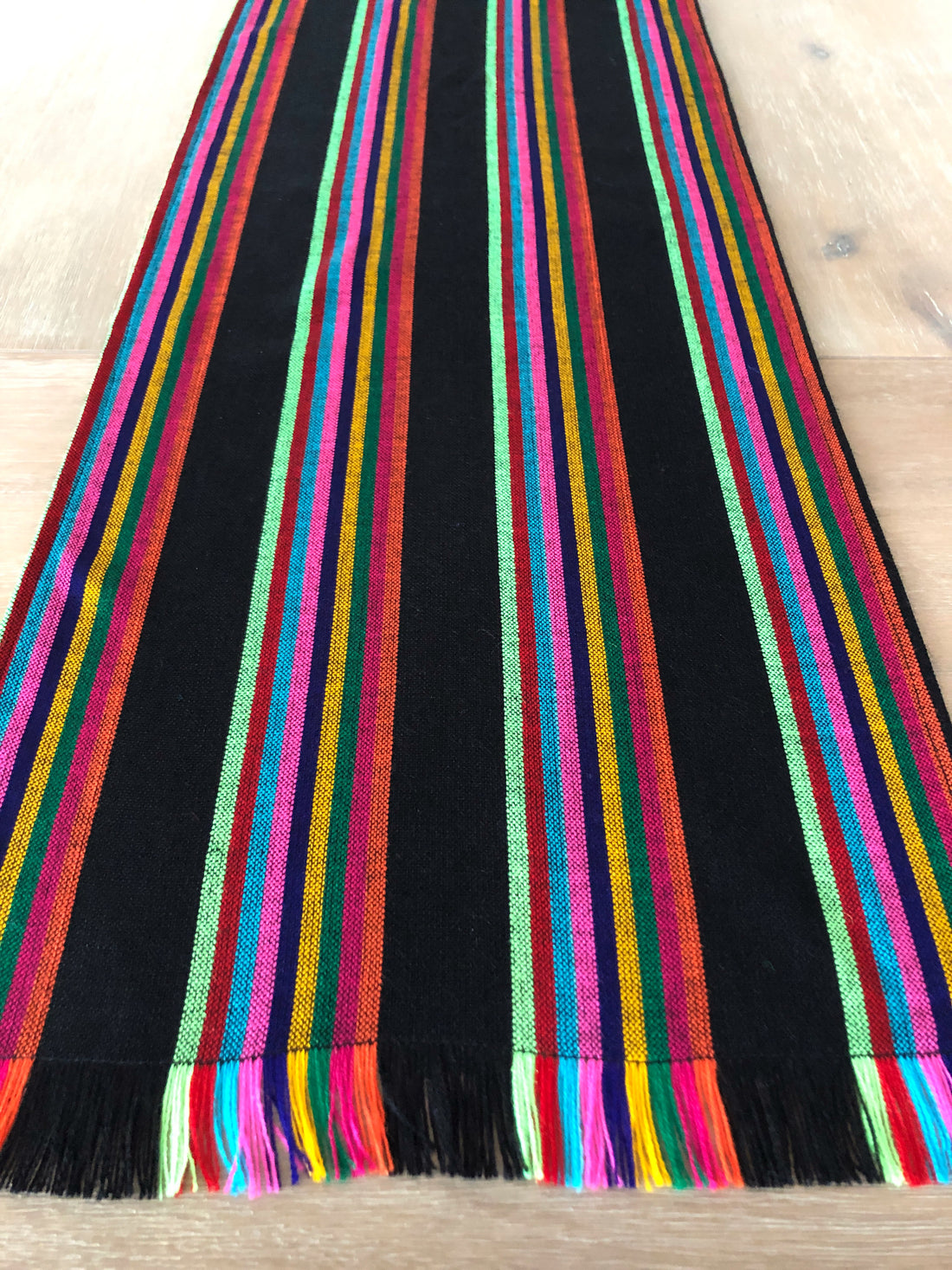 Mexican Fabric Table Runner - Black wide stripes – MesaChic