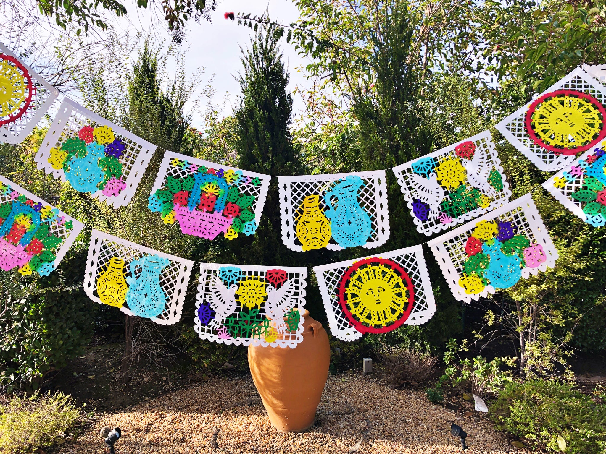 Papel Picado banner - hand painted white – MesaChic