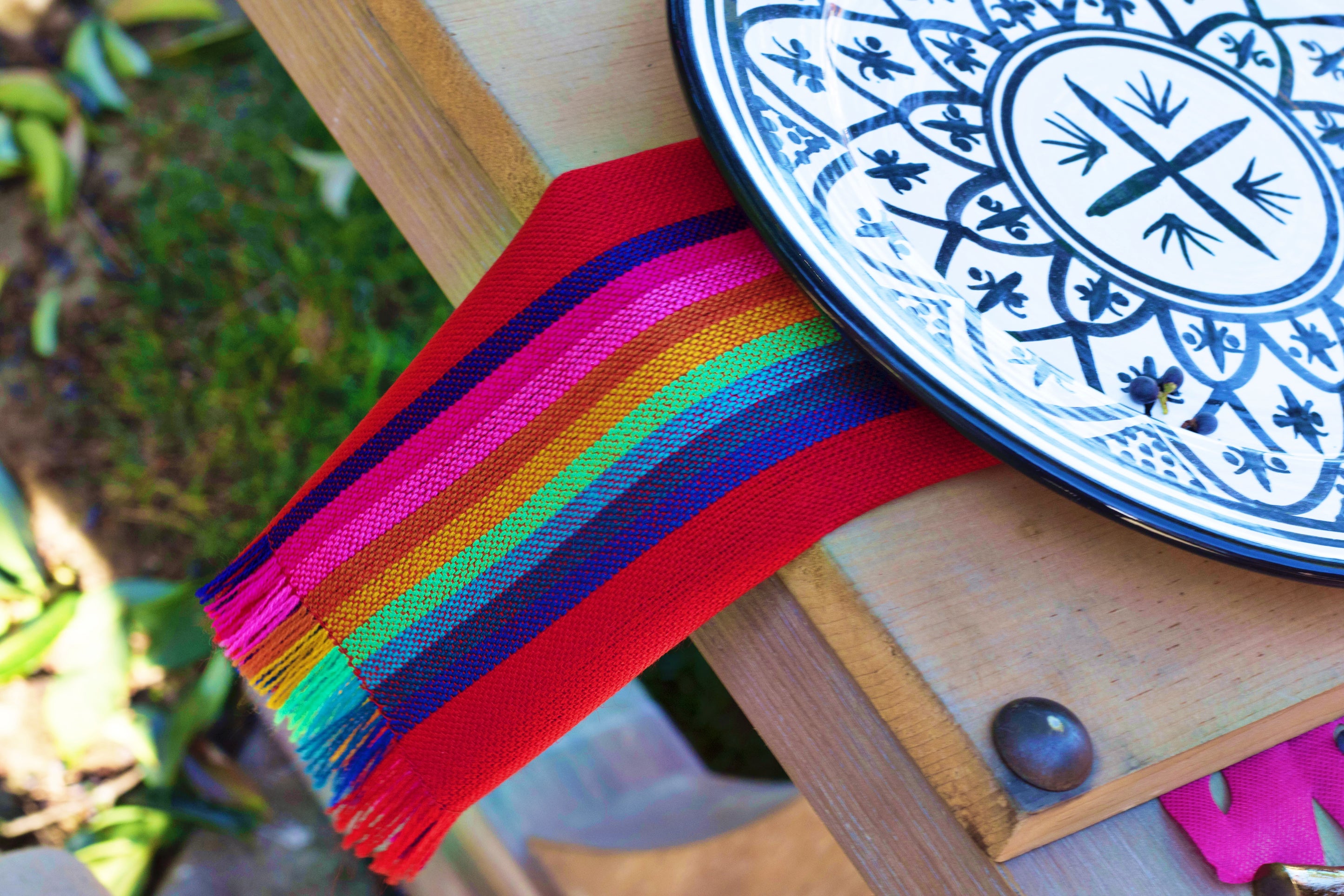 Mexican Fabric Napkins, Bulk Set of 6 Striped Assorted Colors – MesaChic