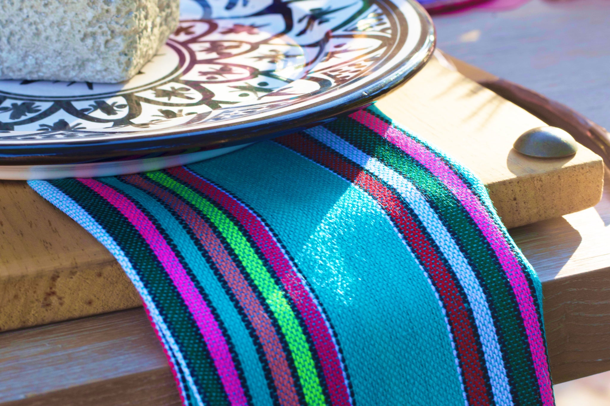 Mexican Fabric Napkins, Bulk Set of 6 Striped Assorted Colors – MesaChic