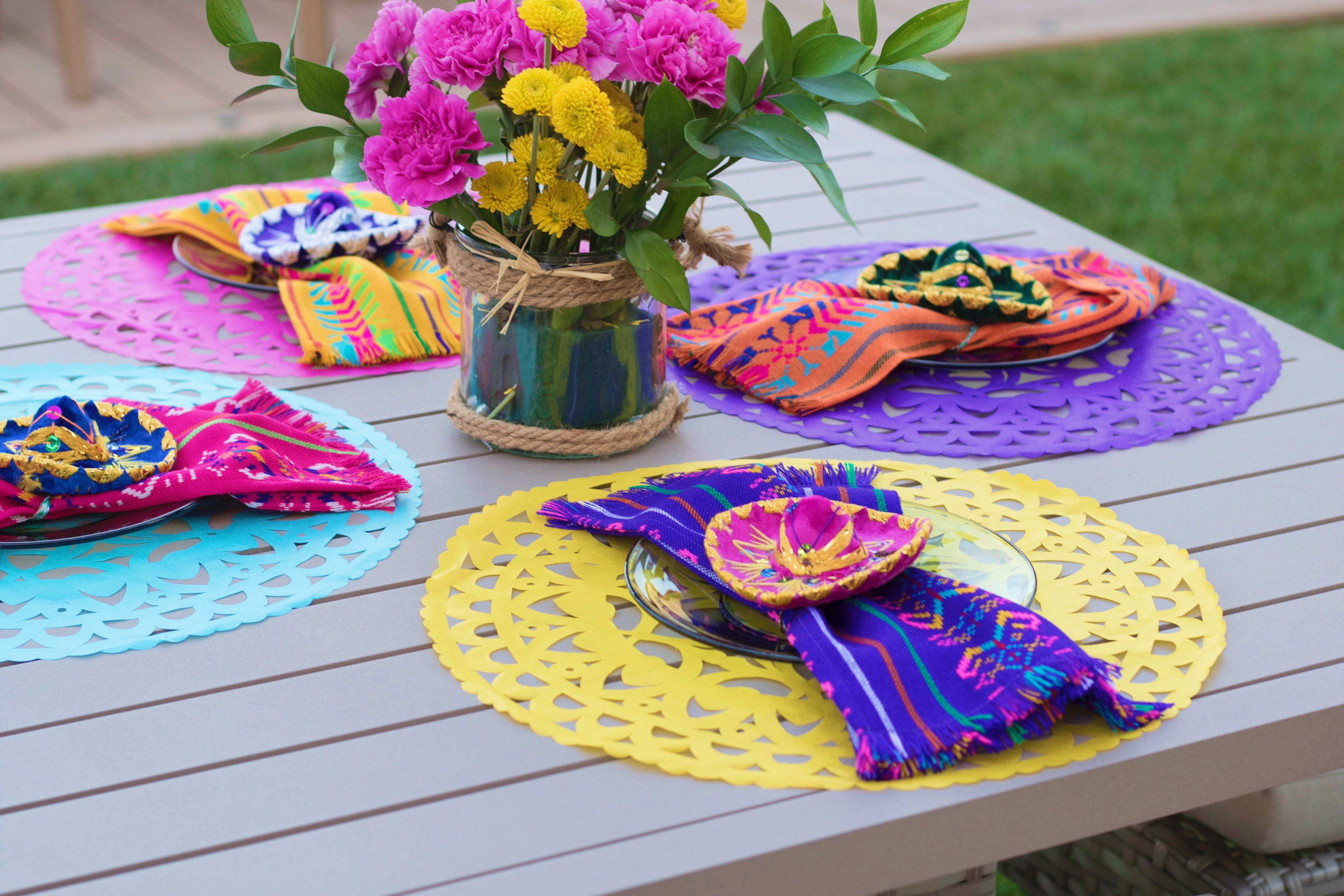 Mexican Fabric Napkins, Bulk Set of 6 Tribal Assorted Colors – MesaChic